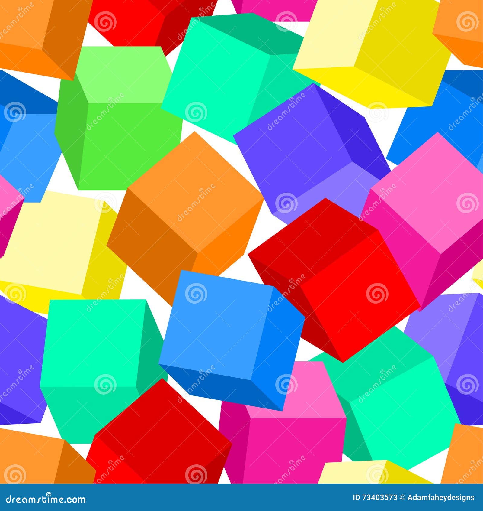 Colorful 3D Blocks in a Seamless Pattern Stock Vector - Illustration of ...