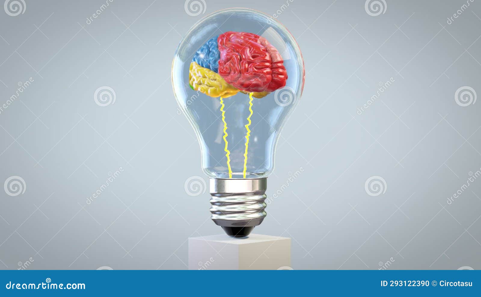 Colorful 3d Brain Rotating Inside a Lightbulb, Great Mind Concept, Loop ...