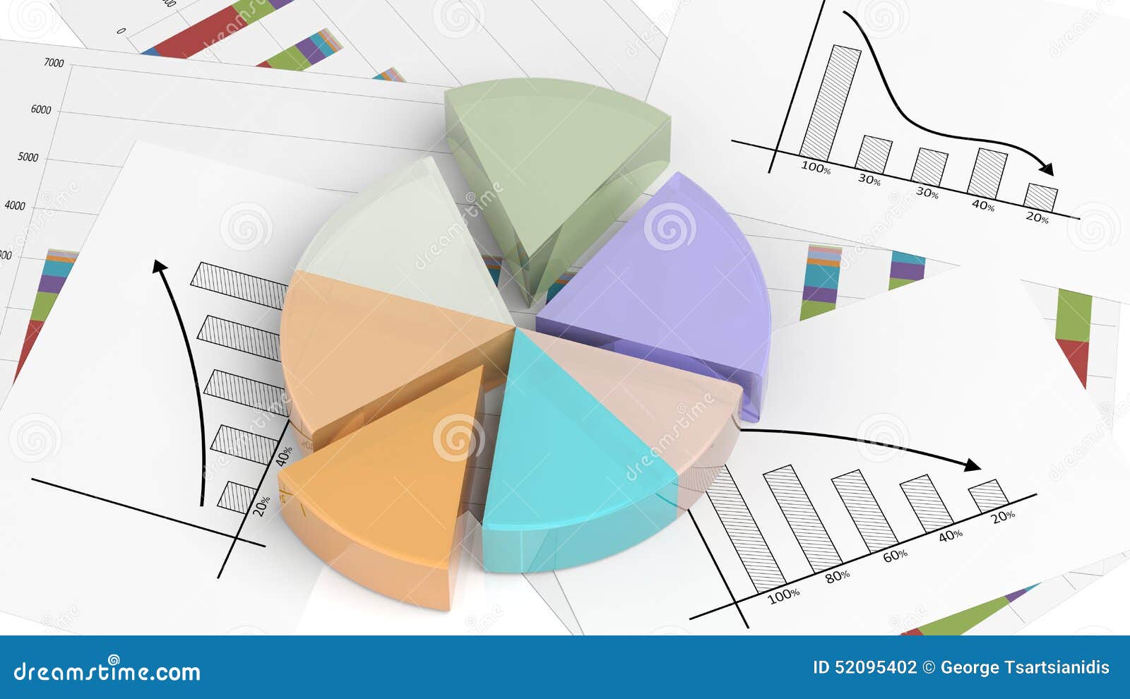 Colorful 3D Business Pie Chart Stock Illustration - Illustration of ...