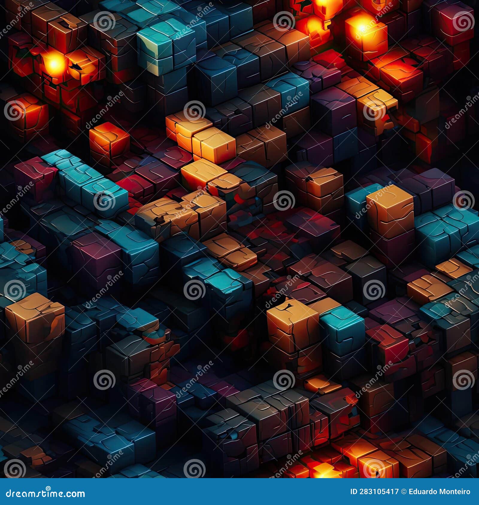 Colorful 3D Cube Pattern in a Cyberpunk Dystopian Style (tiled) Stock ...