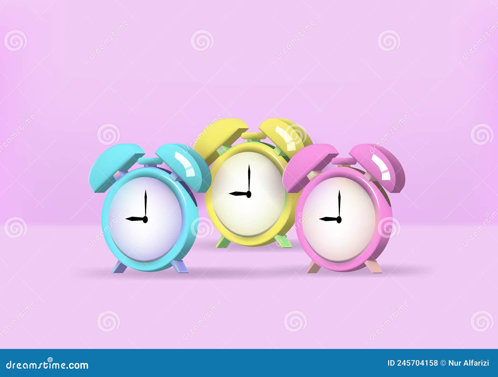 Colorful 3D Cute Alarm Clock. Vector Illustration Stock Vector ...