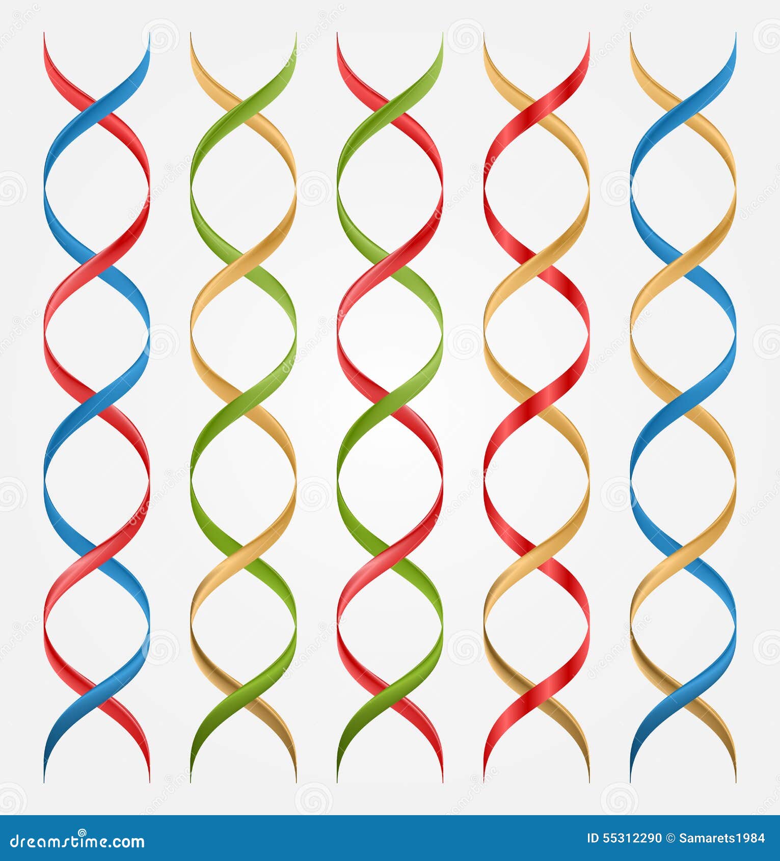Colorful 3D Double Helix Set. Stock Vector - Illustration of graphic ...