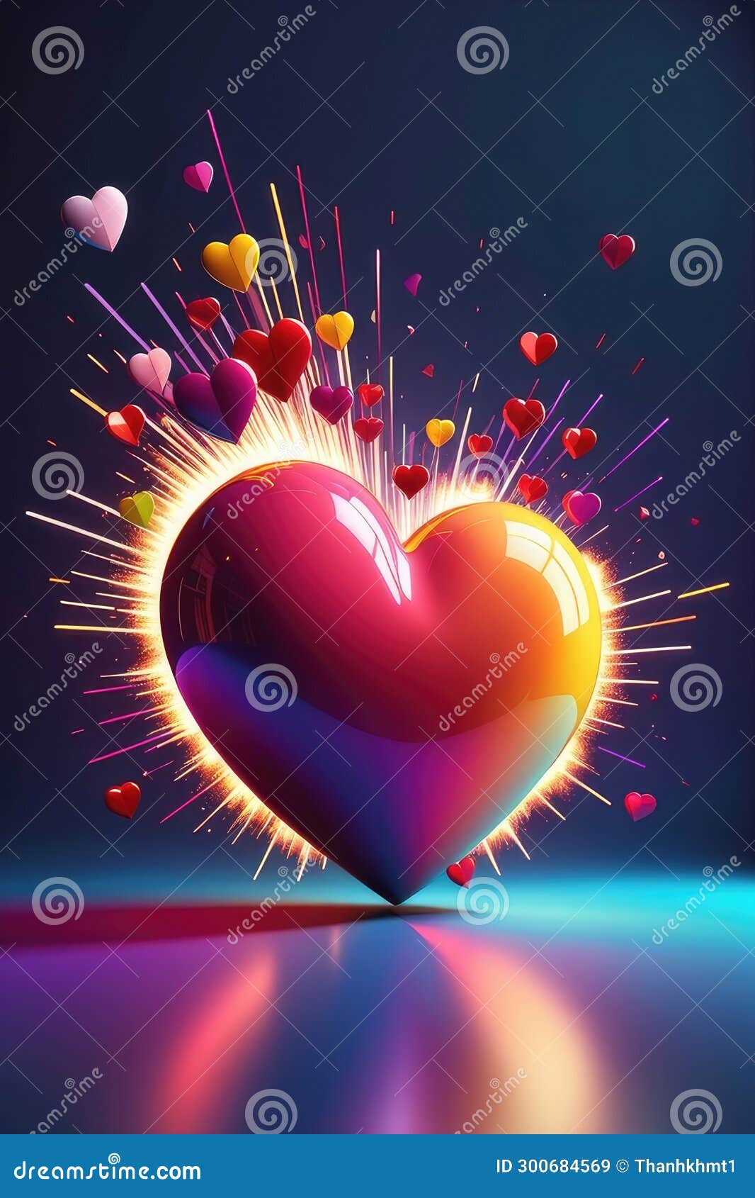 Colorful 3d Heart Shapes Creative Background, Vertical Composition ...