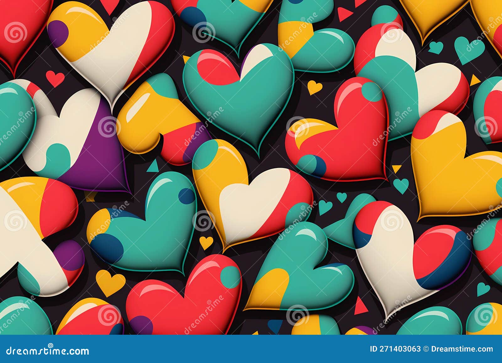 Colorful 3d Hearts Pattern Background Stock Illustration - Illustration ...