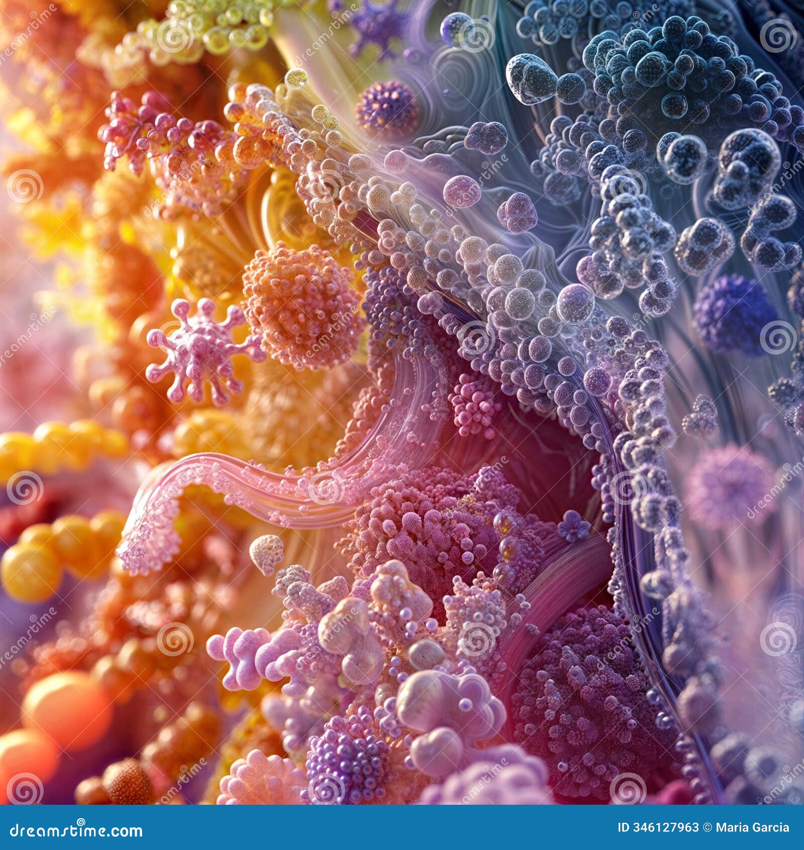 Colorful 3d Illustration Background with Texture of Microorganisms Seen ...