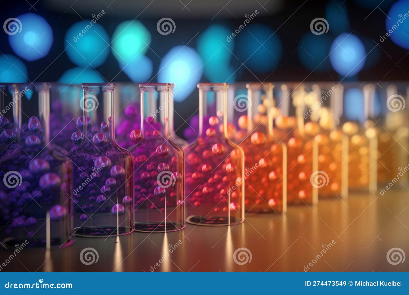 Diffusion Process. Laboratory Flasks With Water Before And After ... Diffusion Process. Laboratory Flasks With Water Before And After ...