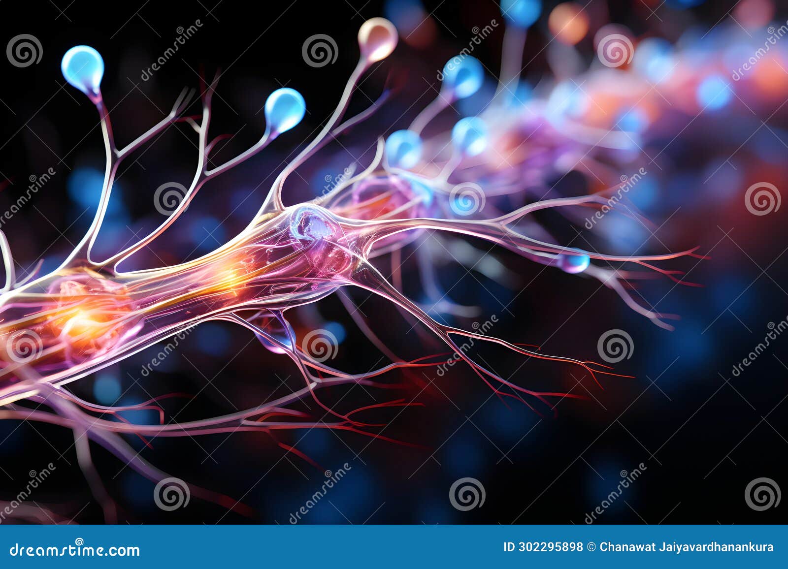 Colorful 3D Illustrations on a Black Background of Human Nerves Can Be ...