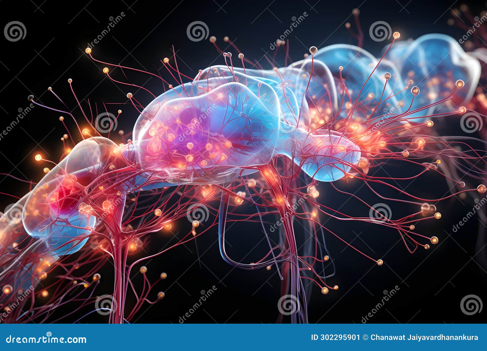 Colorful 3D Illustrations on a Black Background of Human Nerves Can Be ...