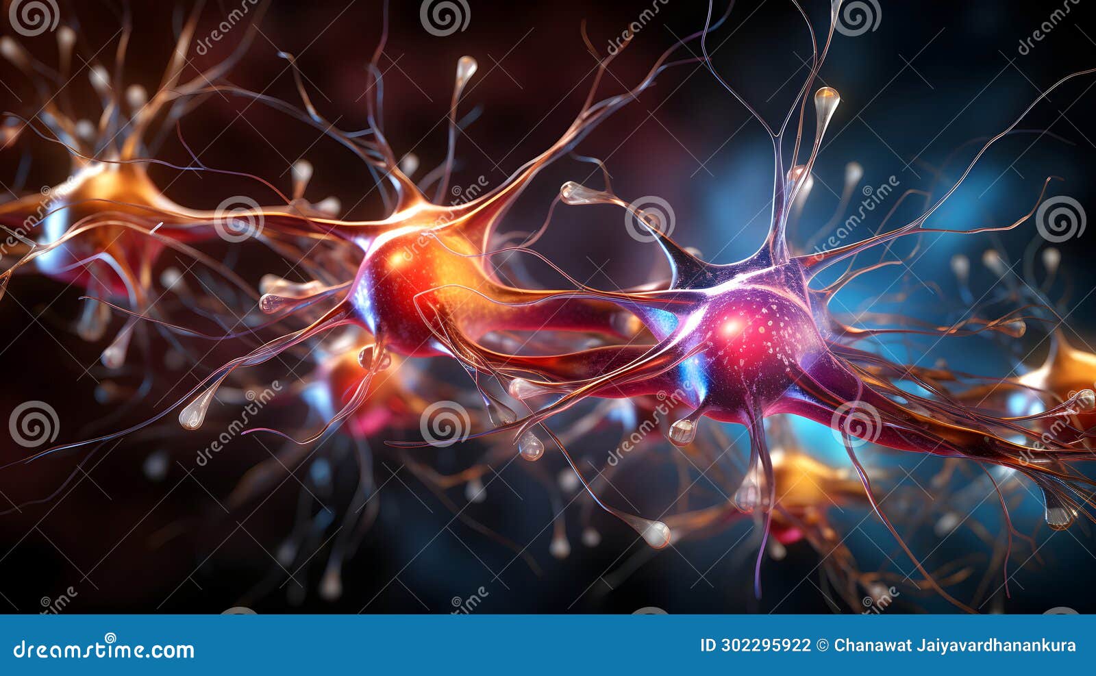 Colorful 3D Illustrations on a Black Background of Human Nerves Can Be ...