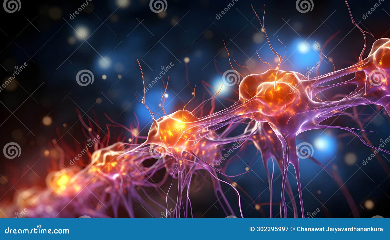 Colorful 3D Illustrations On A Black Background Of Human Nerves Can Be ...