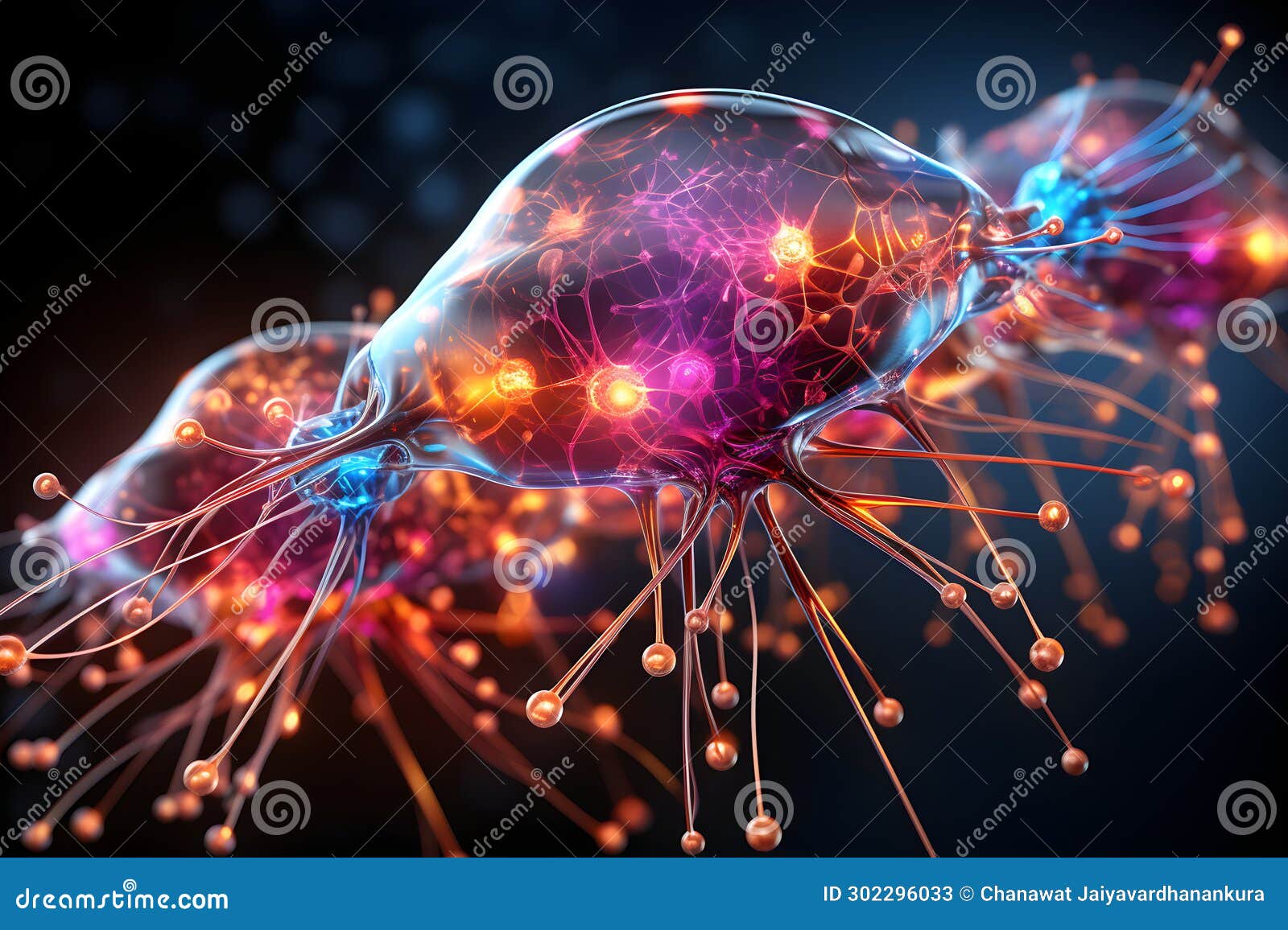 Colorful 3D Illustrations on a Black Background of Human Nerves Can Be ...