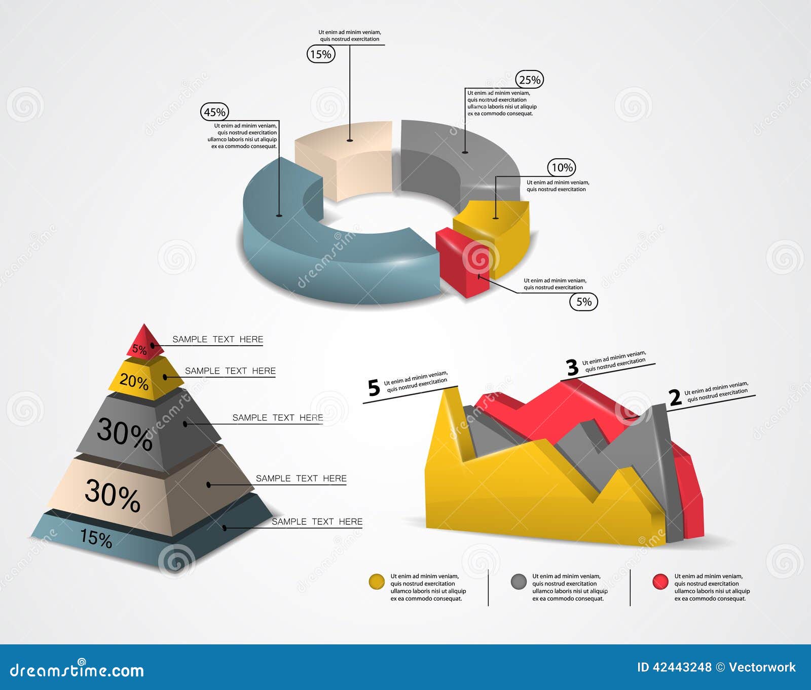 Colorful 3d infographics stock vector. Illustration of template - 42443248