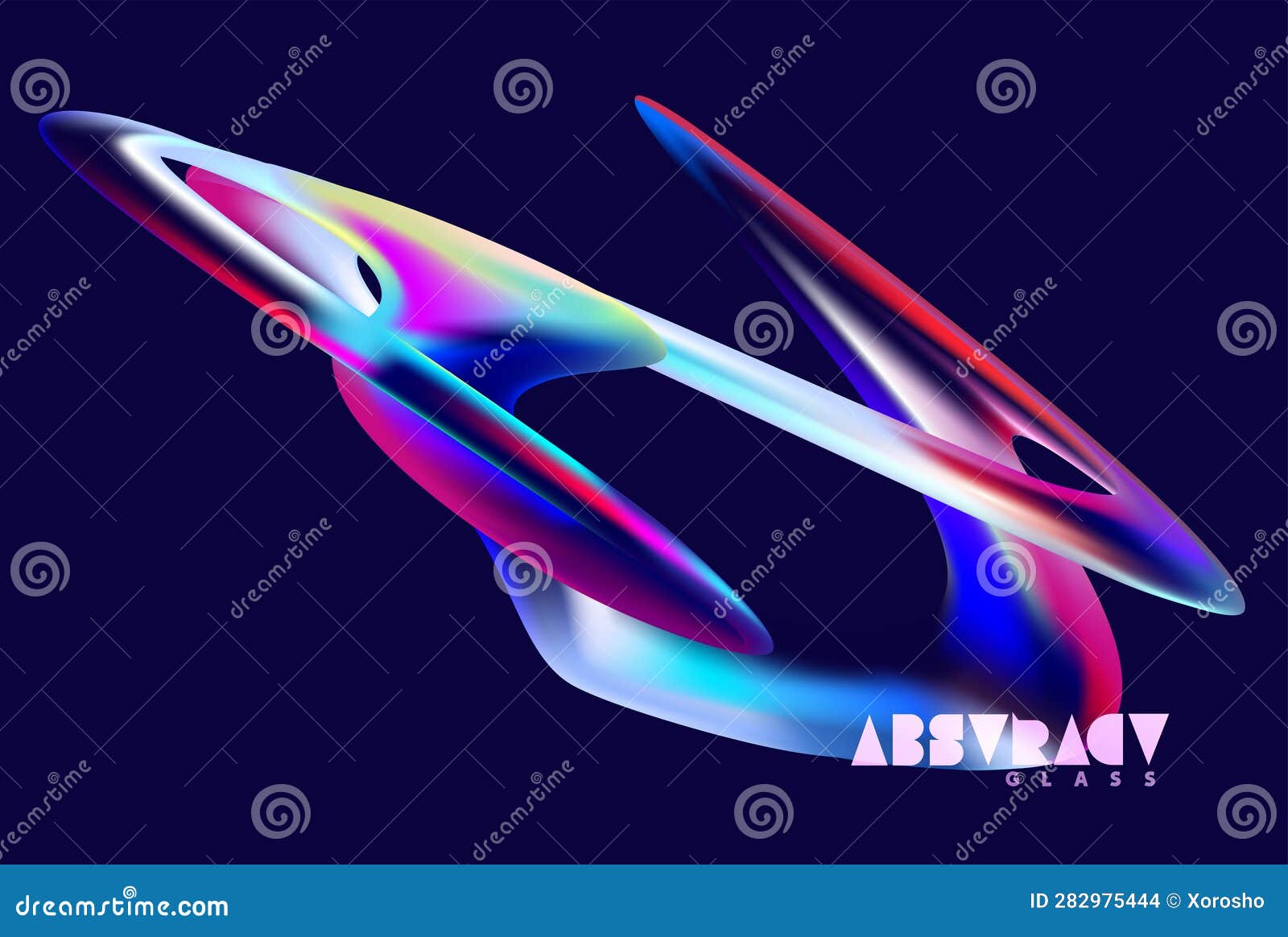 Colorful 3D Liquid Shapes. Abstract Iridescent Elements on Blue ...
