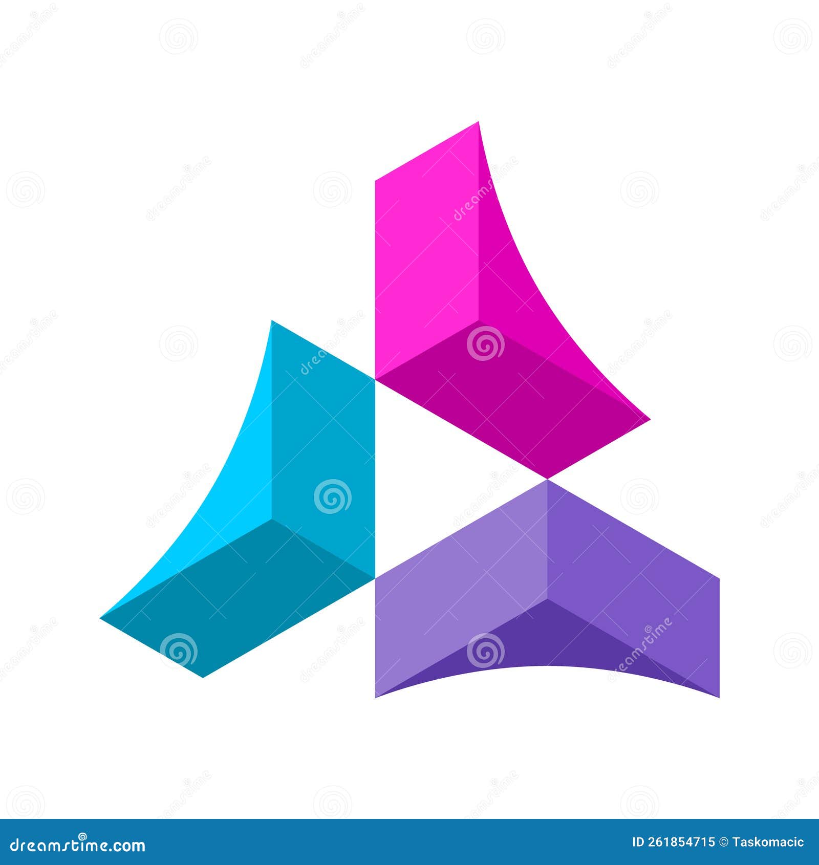 Colorful 3D Logo Design Template. Unique Pyramid Shapes Make Creative ...