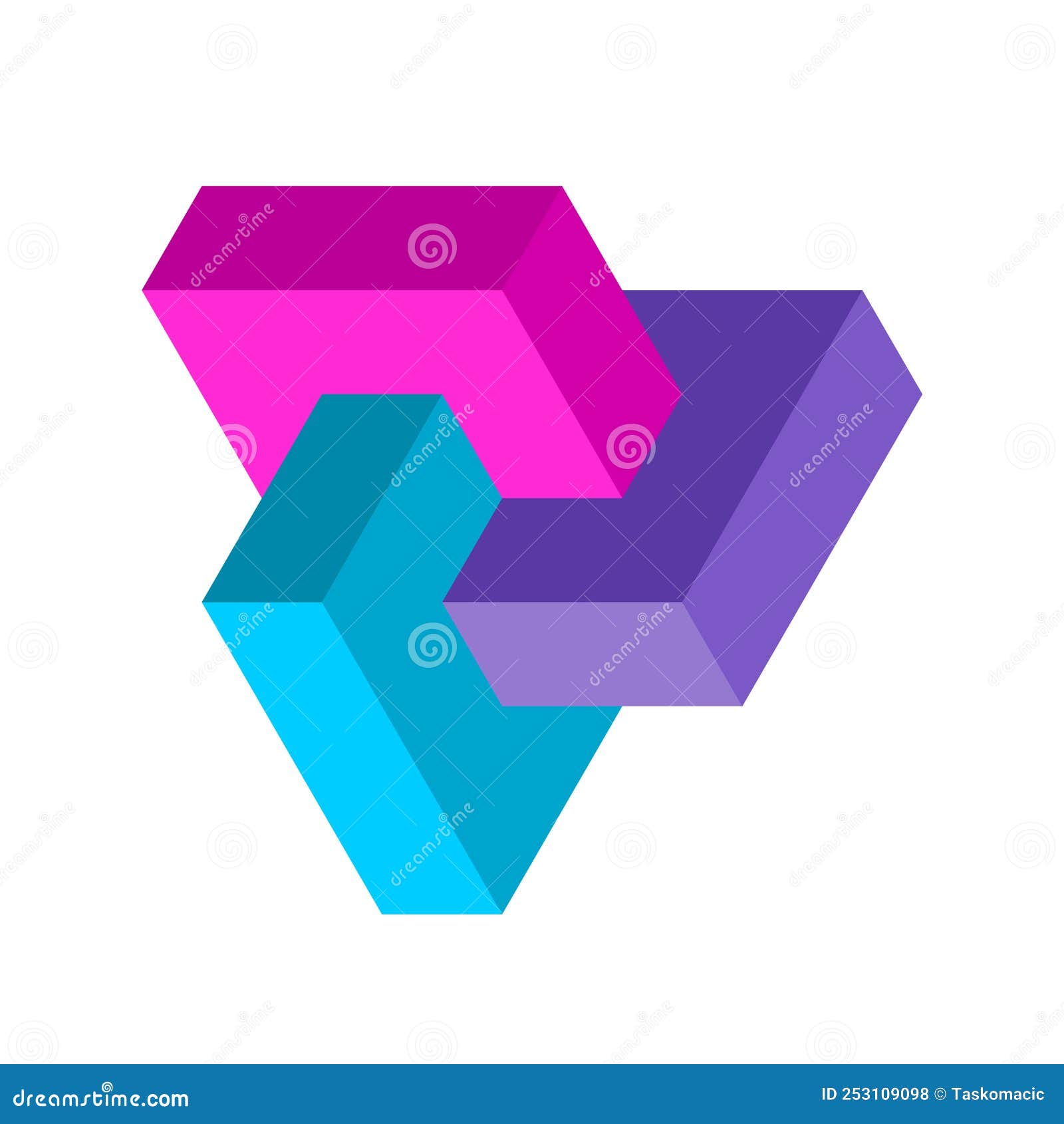 Colorful 3D Logo. Three Elements Unity Symbol. Vector Illustration ...
