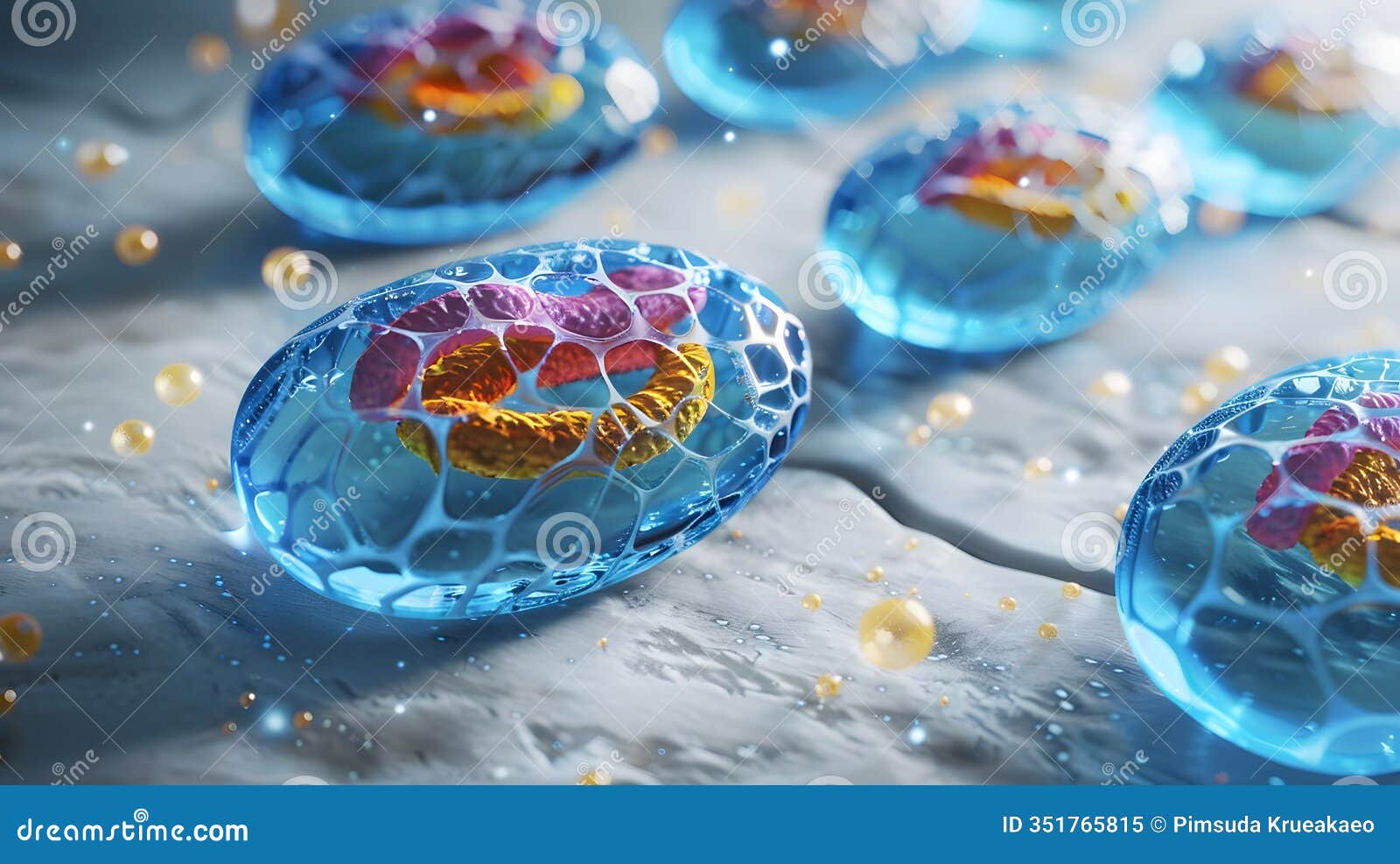 Colorful 3D of Microscopic Cell Division Process Stock Image - Image of ...
