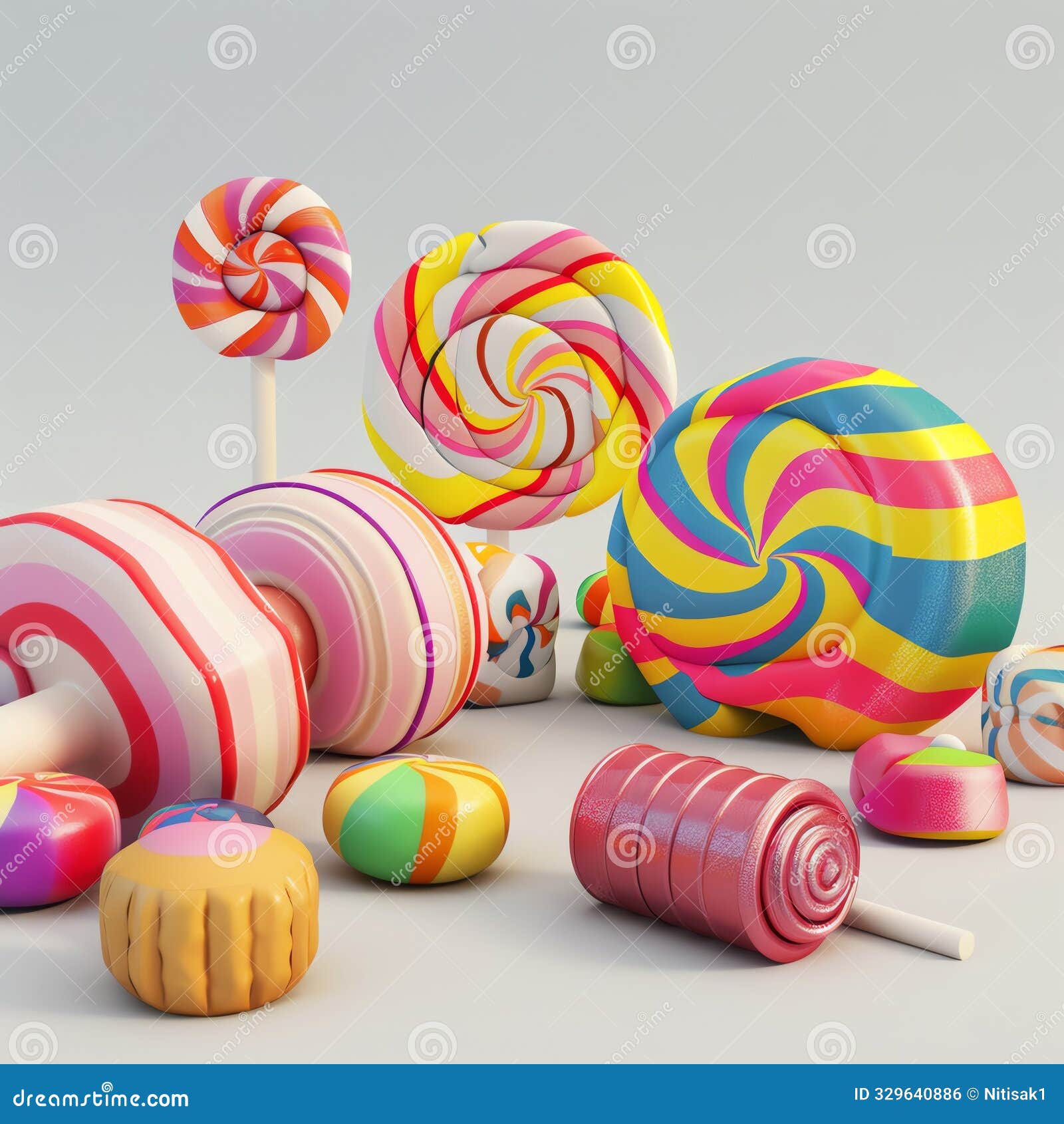 103 Colorful 3D Model of a Candy Icon in an Illustrated Setting Stock ...