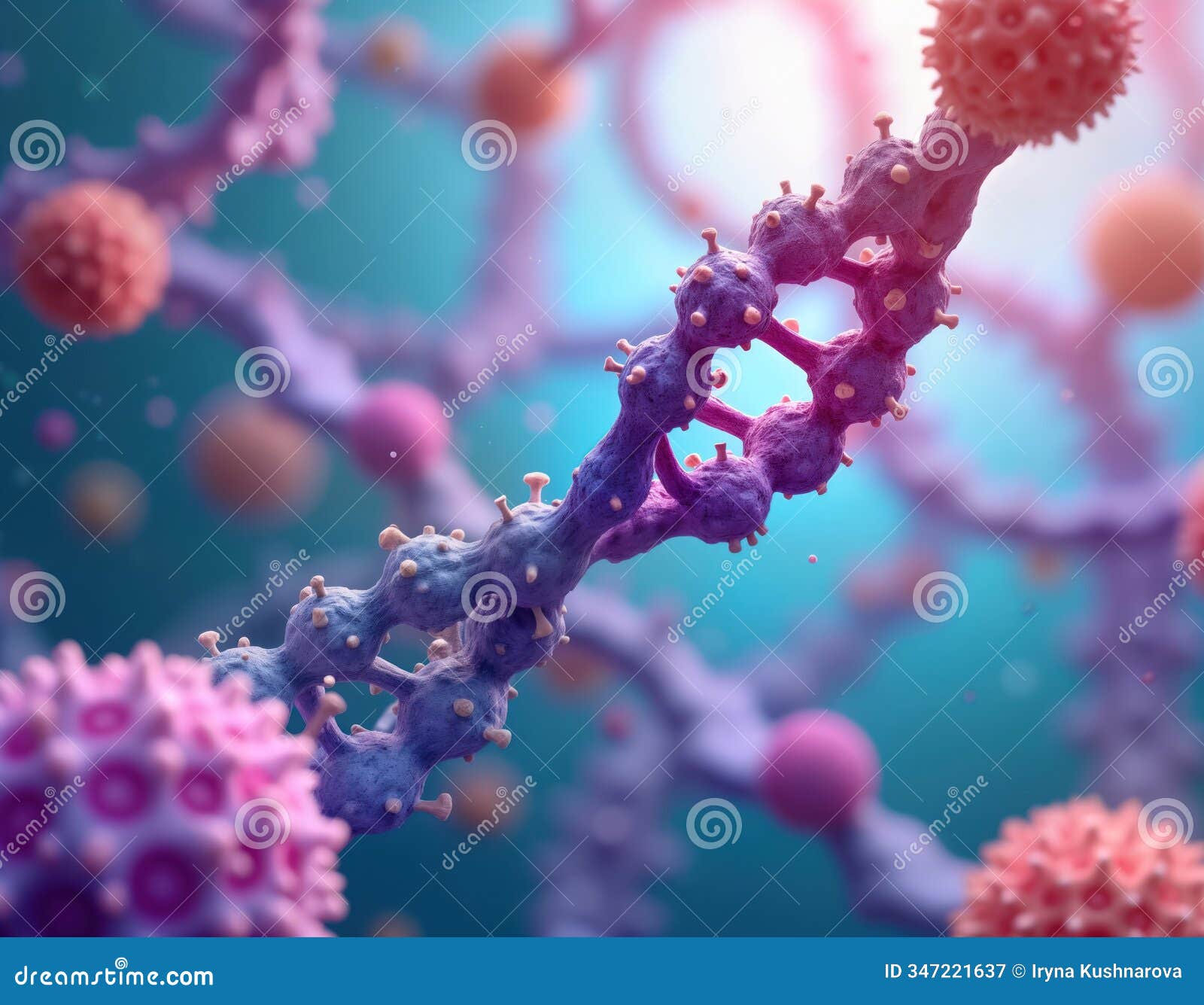 Colorful 3d Model Shows Dna Structure. Many Different Colored Cells ...