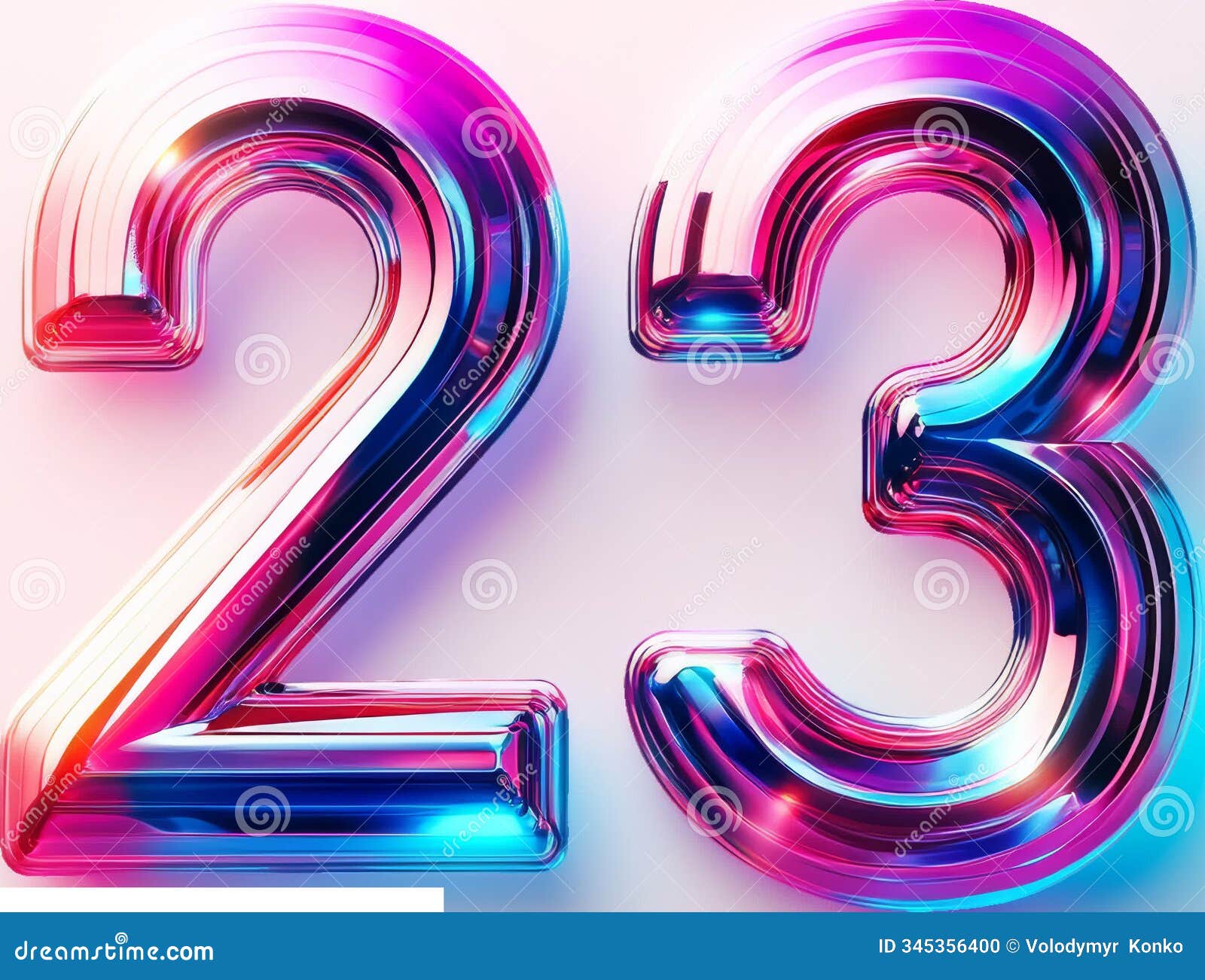 Colorful 3d Number 23 Design with Neon Gradient Effect Stock ...