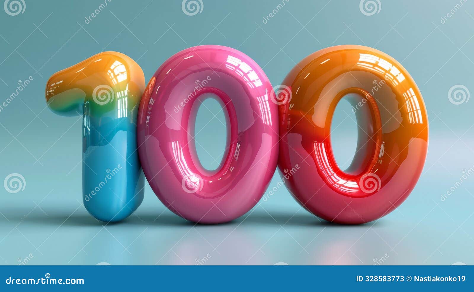 Colorful 3d Number 100 on Gradient Background, Celebration Concept ...