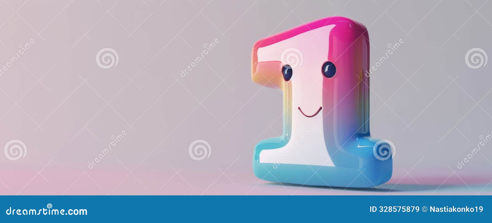 Colorful 3d Number 1one with Face and Gradient Background Stock Image ...