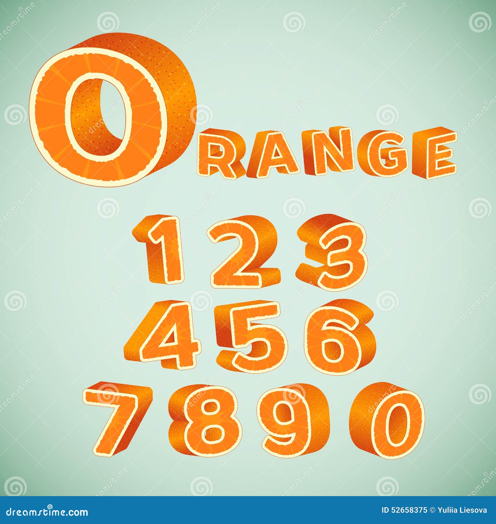 Colorful 3d Numbers with Orange Pattern Stock Vector - Illustration of ...