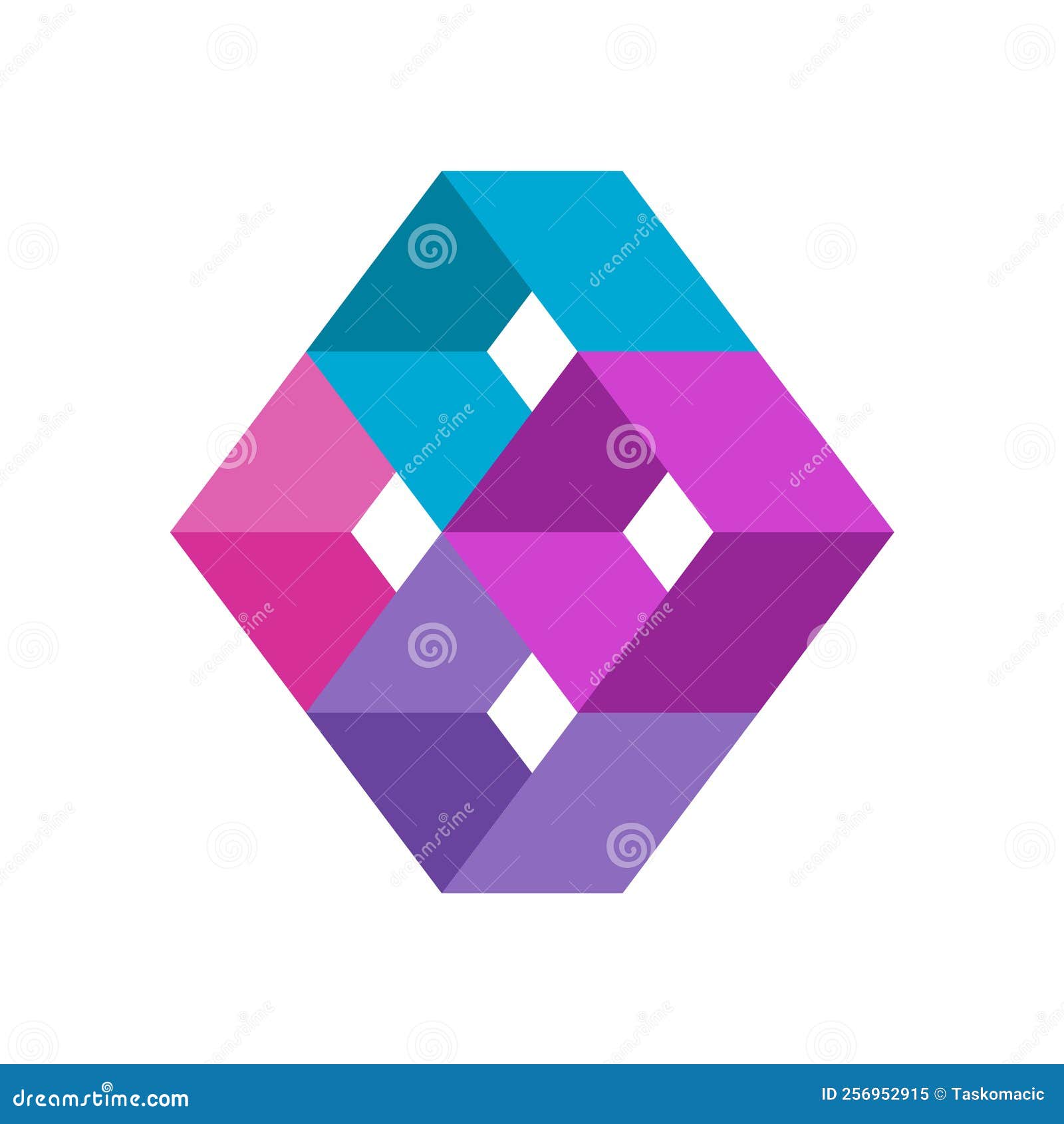 Colorful 3D Object Made of 4 Frames. Geometric Rectangular Figure ...