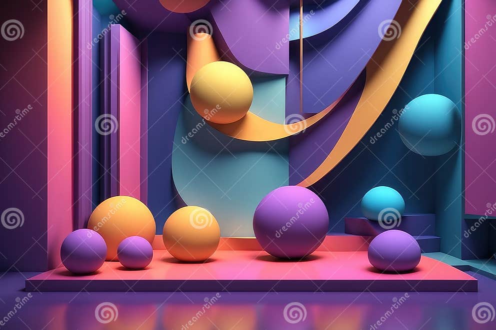 Colorful 3d Objects, Abstract and Creative Background, Horizontal ...