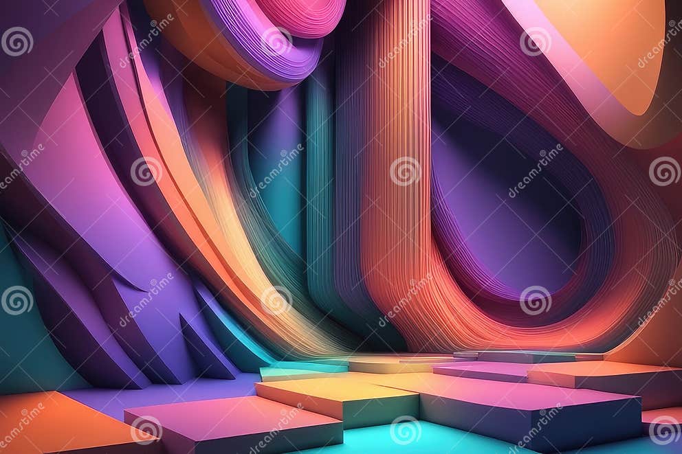 Colorful 3d Objects, Abstract and Creative Background, Horizontal ...