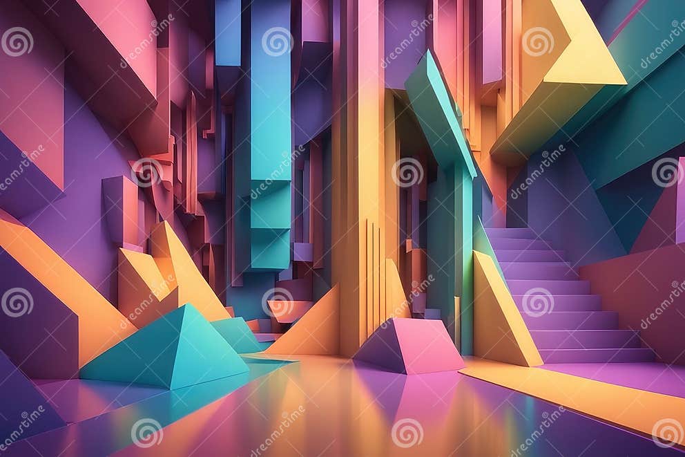 Colorful 3d Objects, Abstract and Creative Background, Horizontal ...