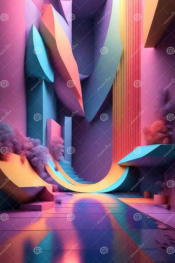 Colorful 3d Objects Abstract, Vertical Composition Stock Illustration ...