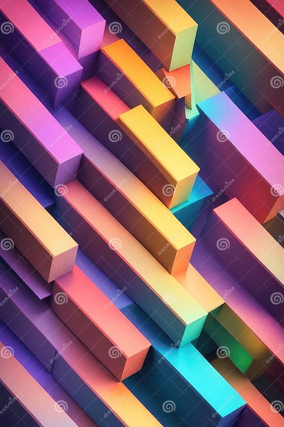 Colorful 3d Objects Abstract, Vertical Composition Stock Illustration ...