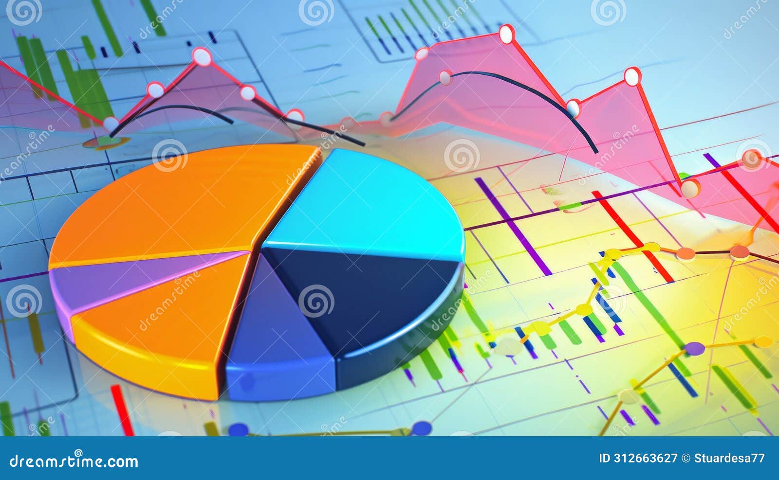 Colorful 3D Pie Chart Analysis Stock Illustration - Illustration of ...