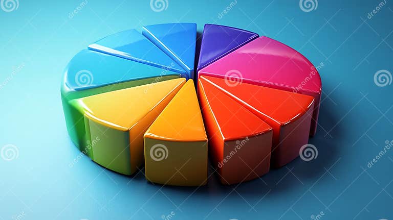 Colorful 3d Pie Chart on Blue Background, Business and Data ...