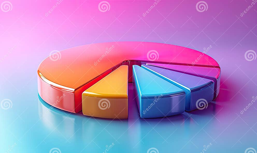 Colorful 3D Pie Chart on a Gradient Background Representing Data ...