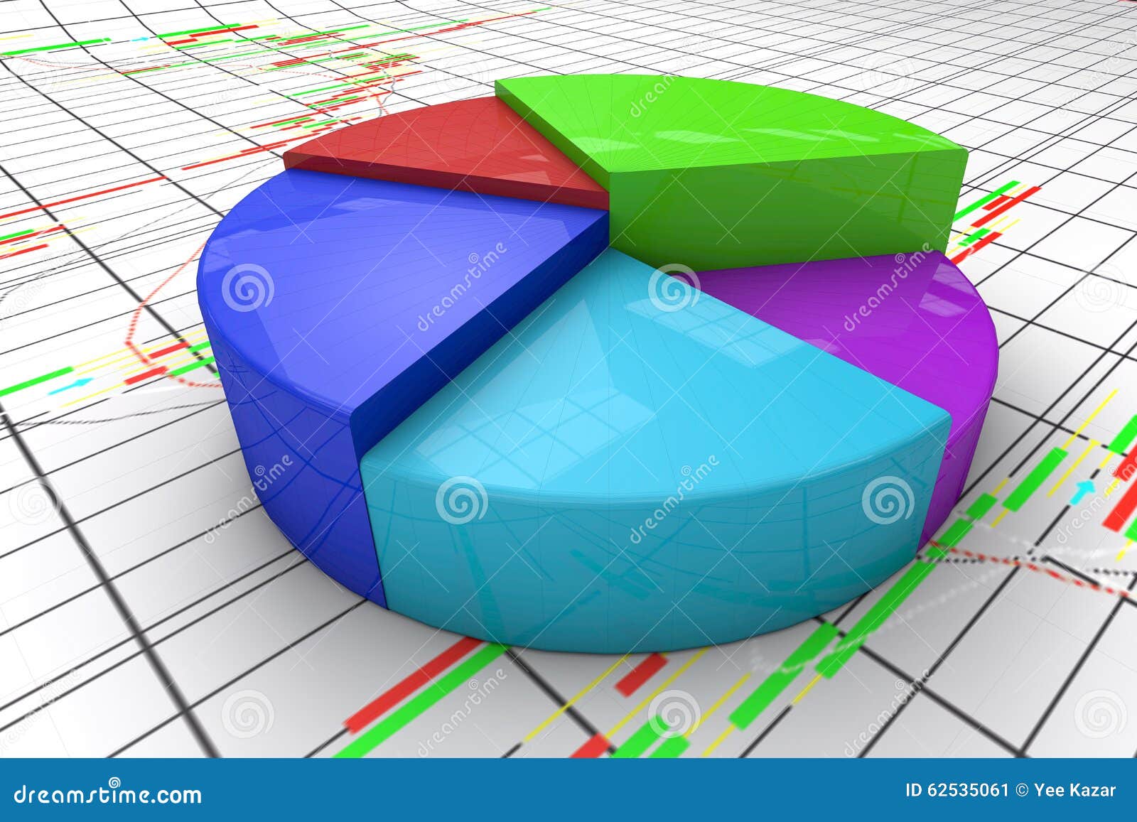 A Colorful 3d Pie Chart Graph. Stock Illustration - Illustration of ...