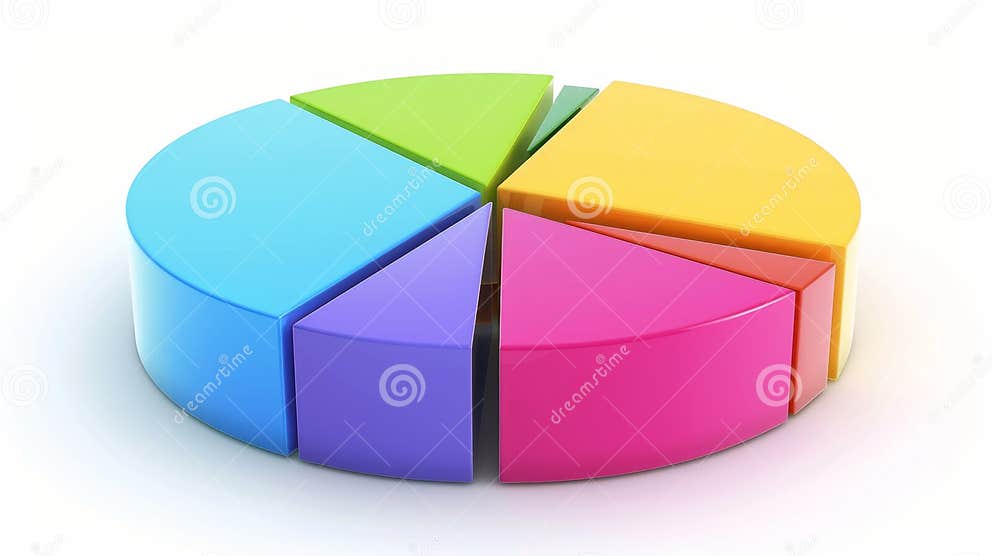 Colorful 3D Pie Chart Graphic Illustration on White Background Stock ...