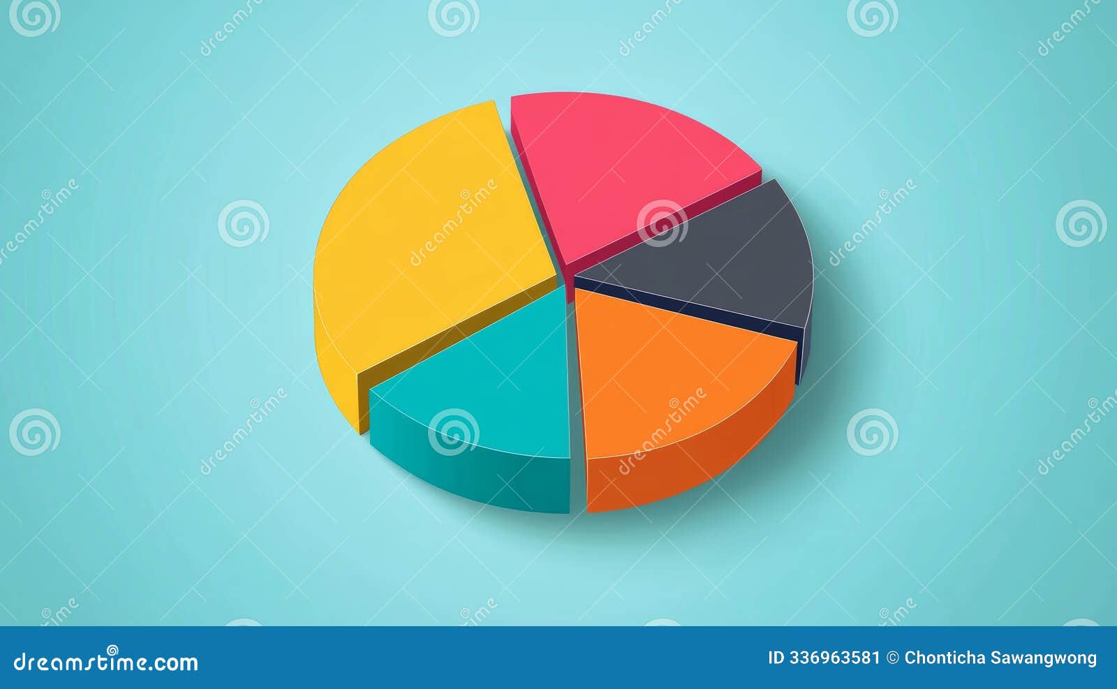 A Colorful 3D Pie Chart on a Light Blue Background, Perfect for ...