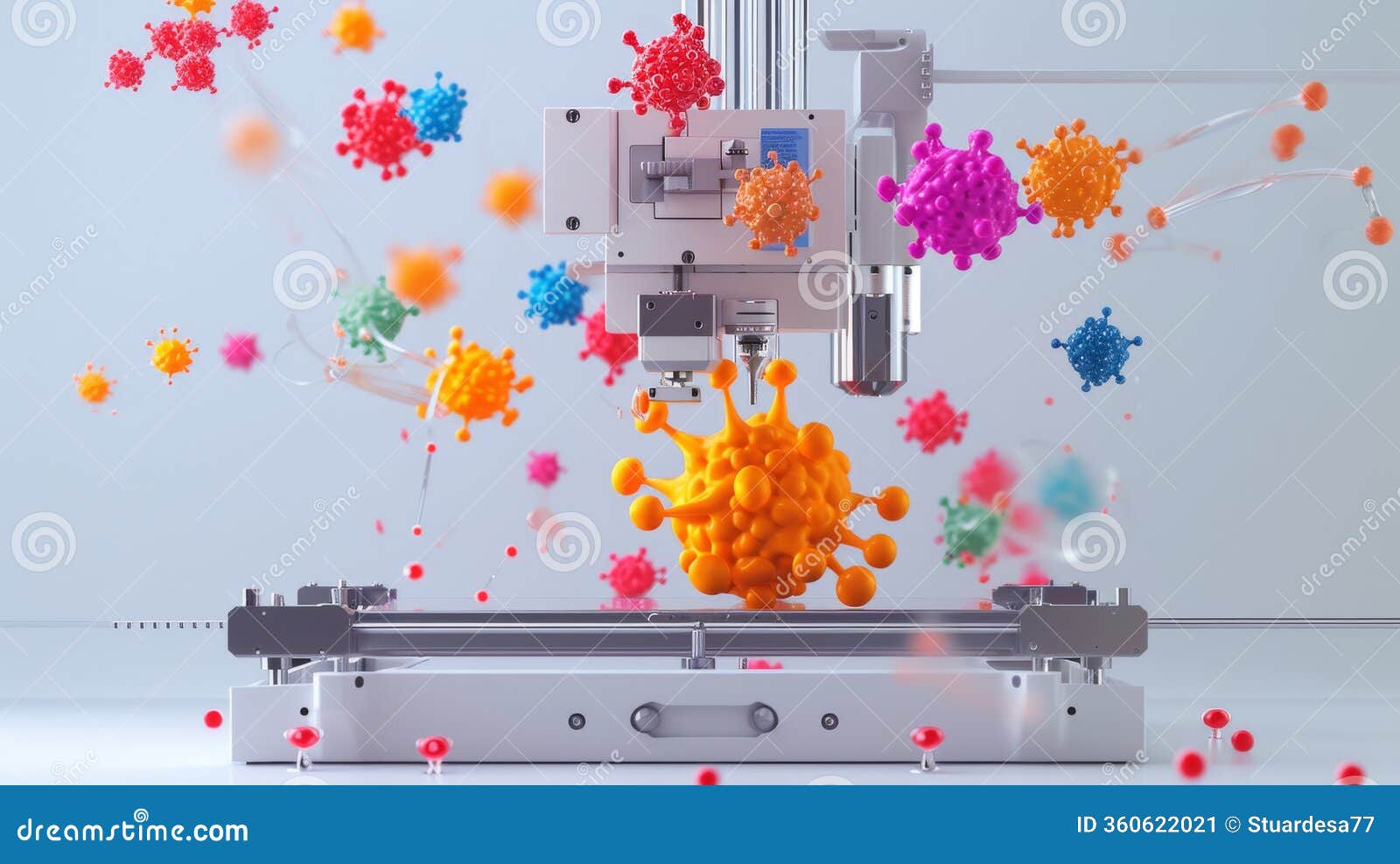 Colorful 3D Printed Molecule on Futuristic Setup Stock Image - Image of ...
