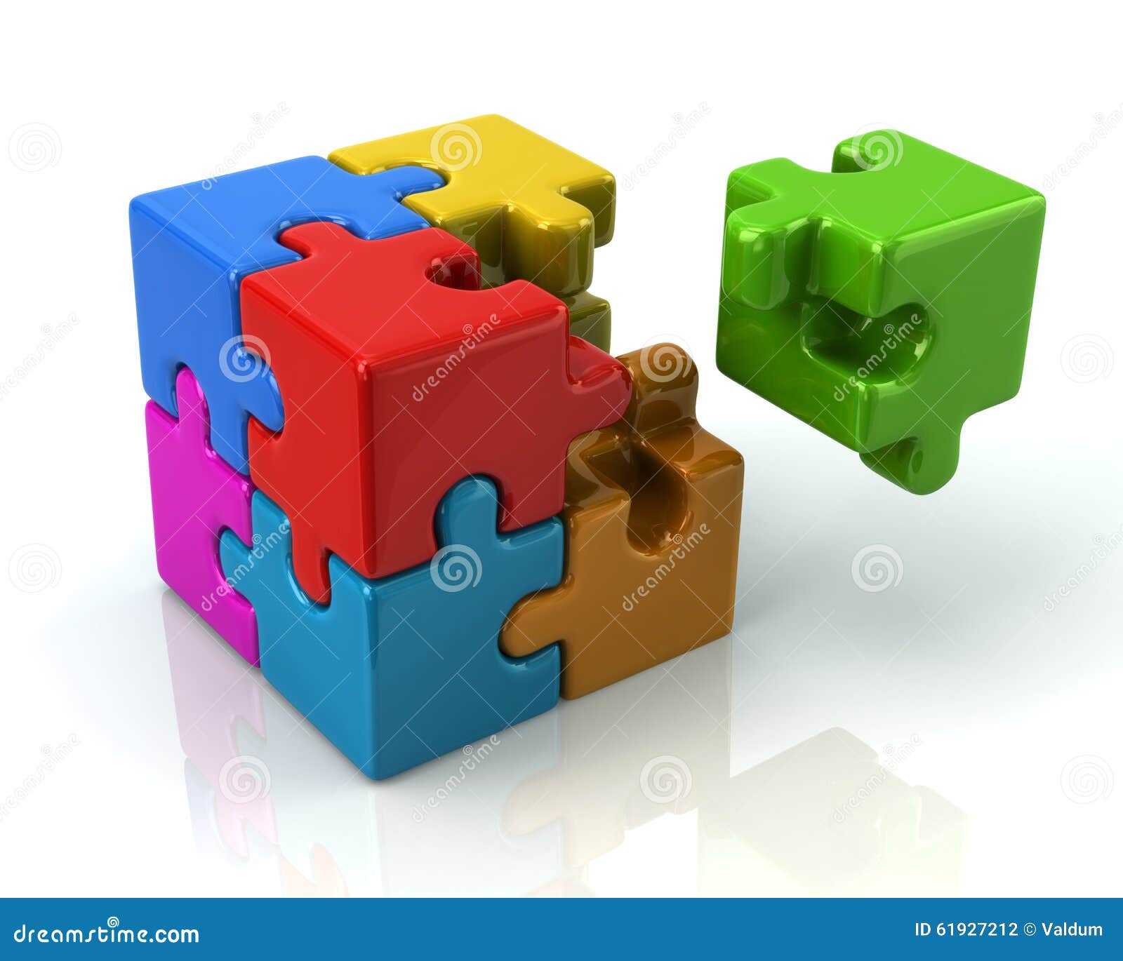 Colorful 3d Puzzle Cube with a Missing Piece Stock Illustration ...