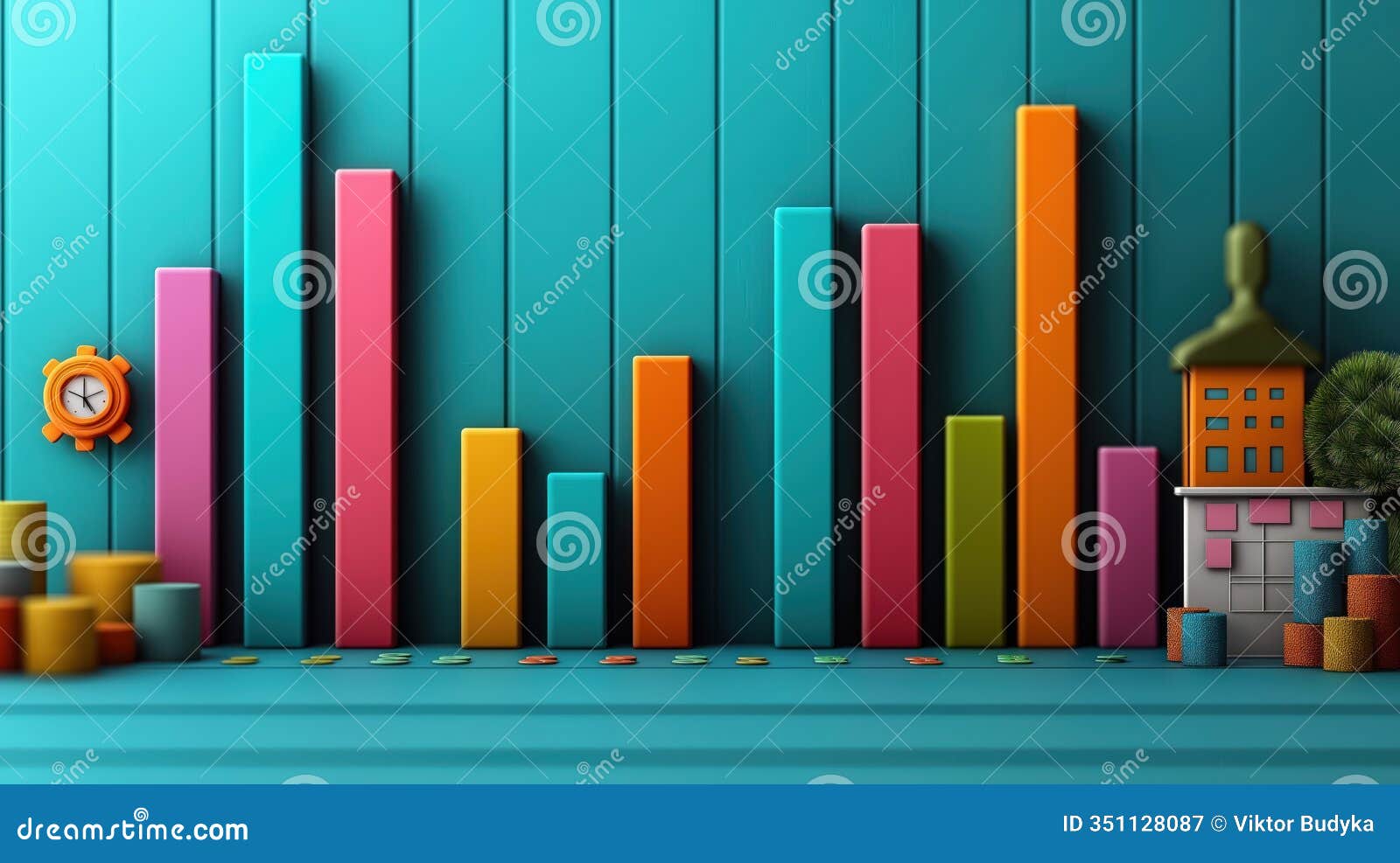Colorful 3D Quarterly Profit Margin Chart Illustrates Business ...
