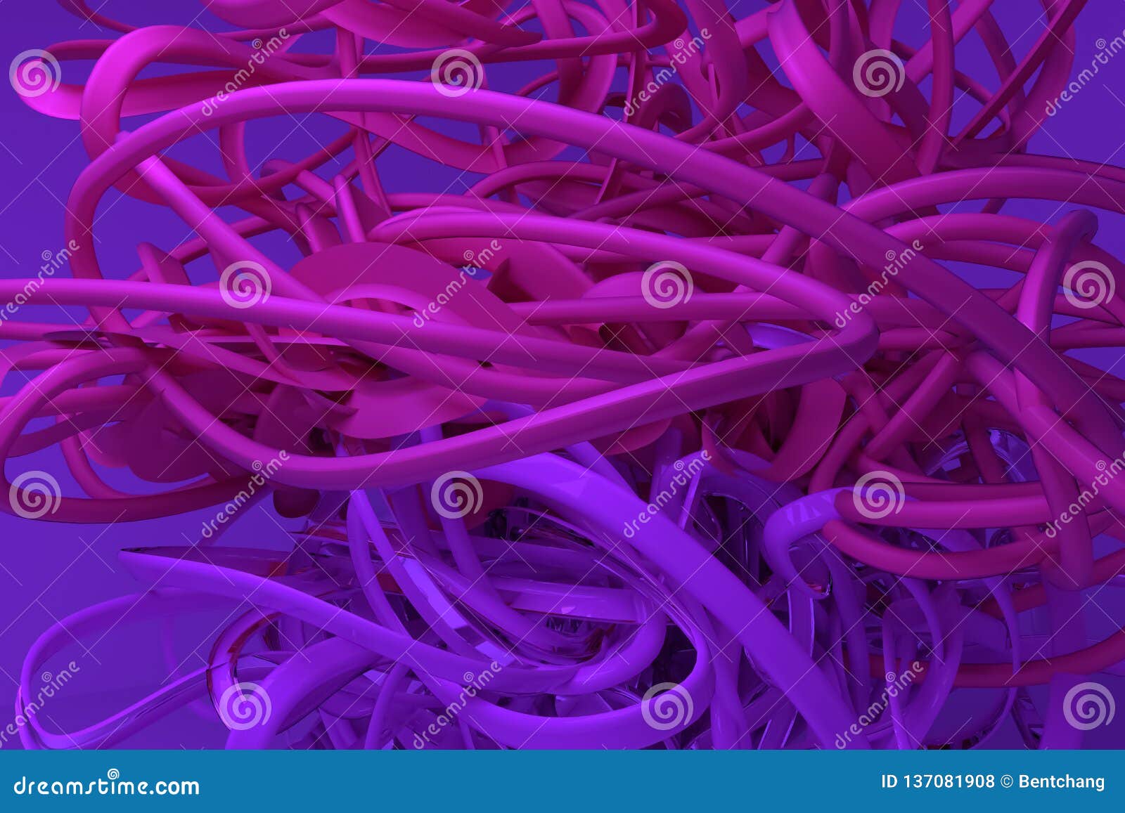 Colorful 3D Rendering. Bunch of Messy String Geometric. for Graphic ...