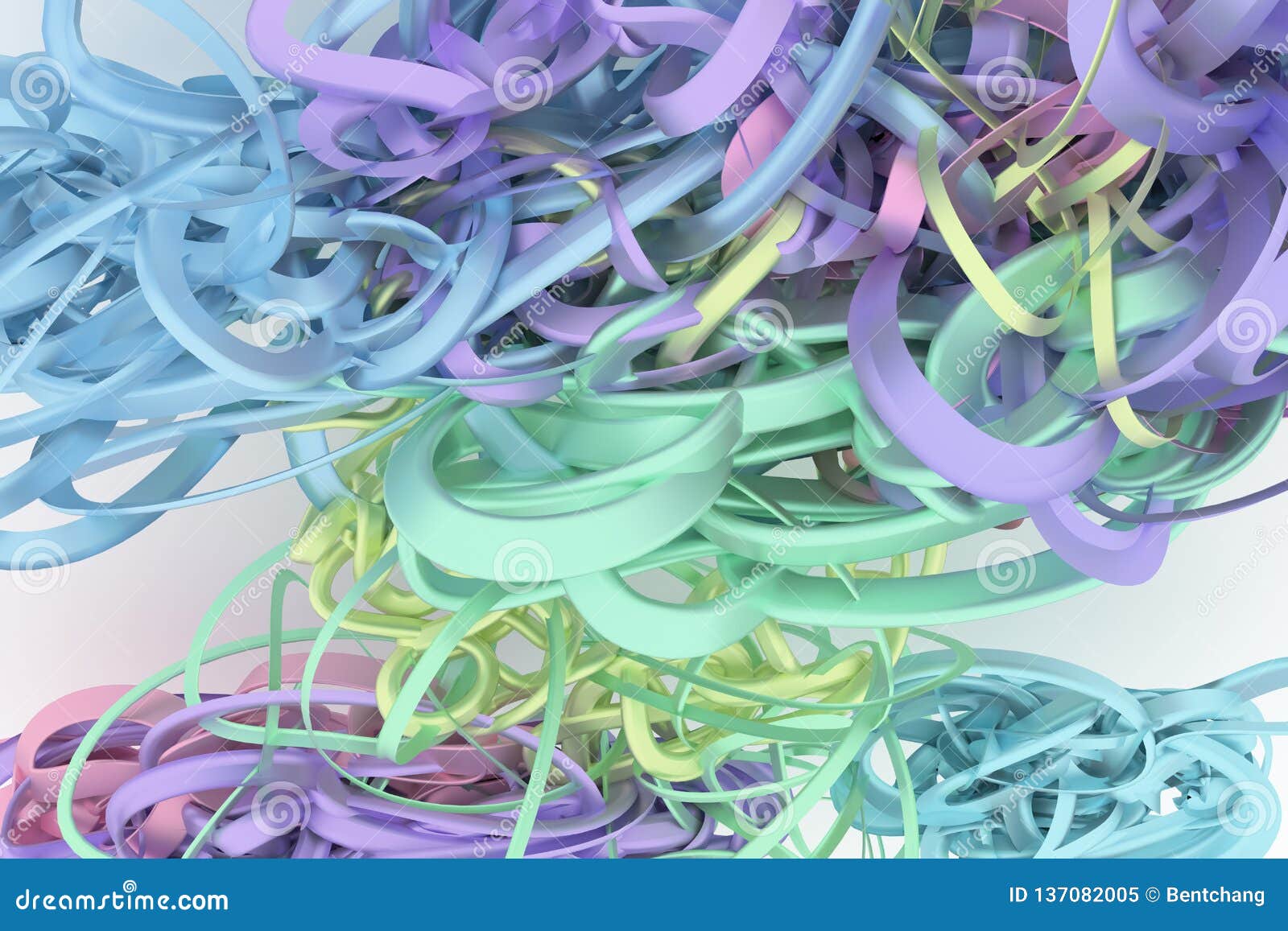 Colorful 3D Rendering. Bunch of Messy String Geometric. for Graphic ...