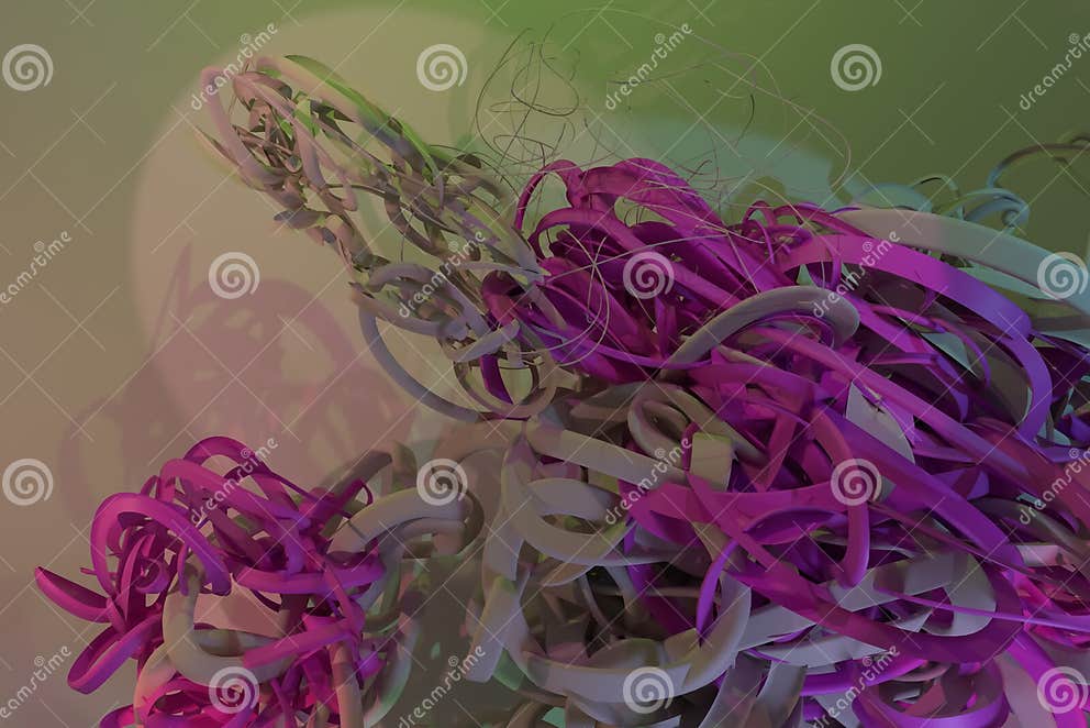 Colorful 3D Rendering. Bunch of Messy String Geometric. for Graphic ...