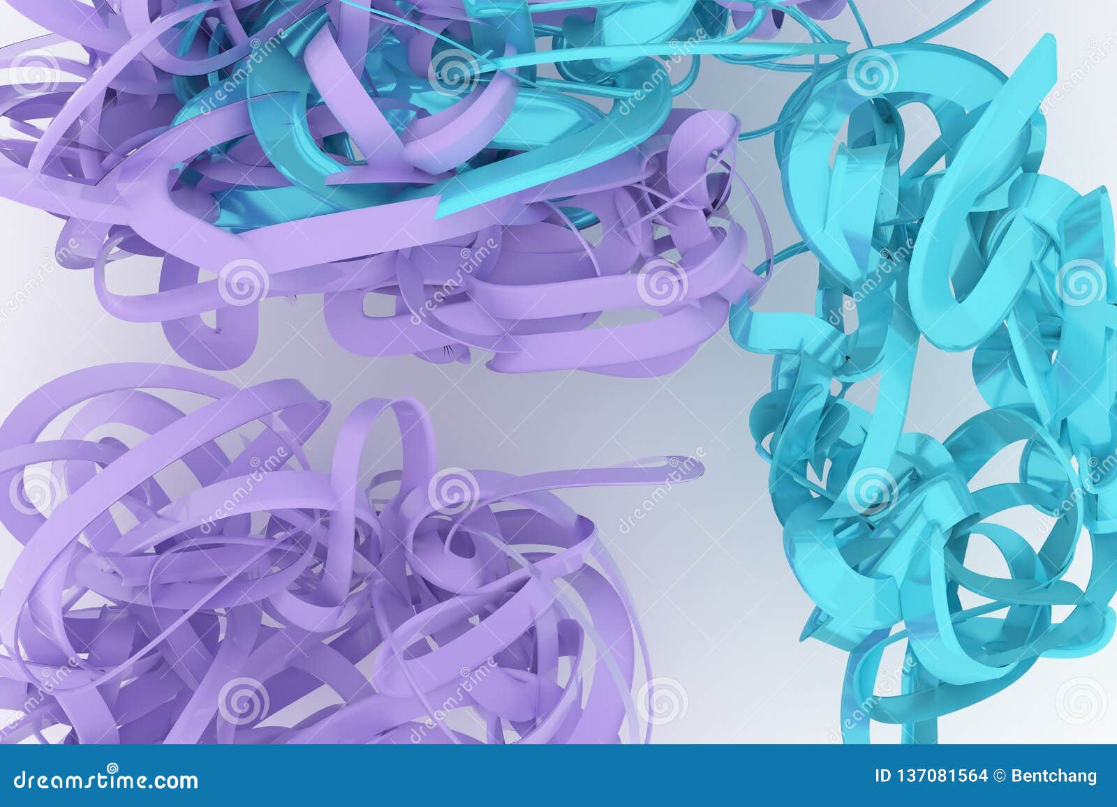 Colorful 3D Rendering. CGI Composition, Bunch of Messy String ...