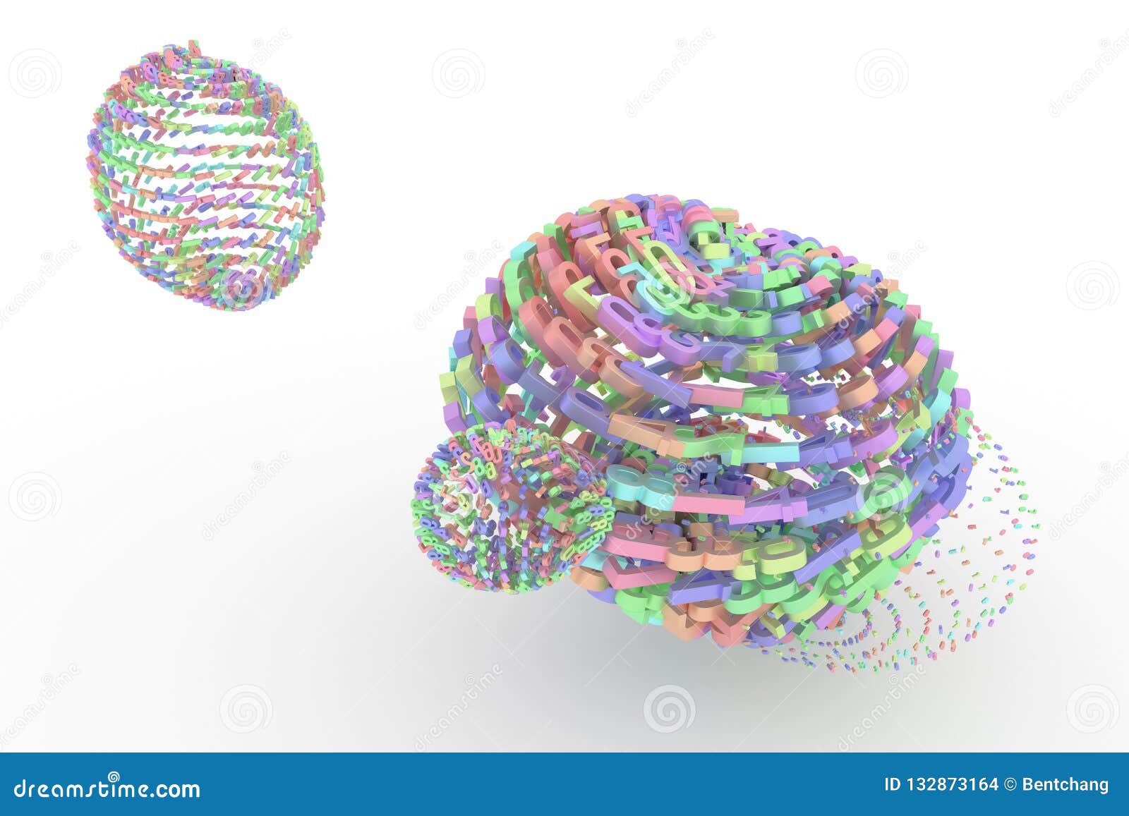 Colorful 3D Rendering. Abstract CGI Typography, Made Up from Number ...