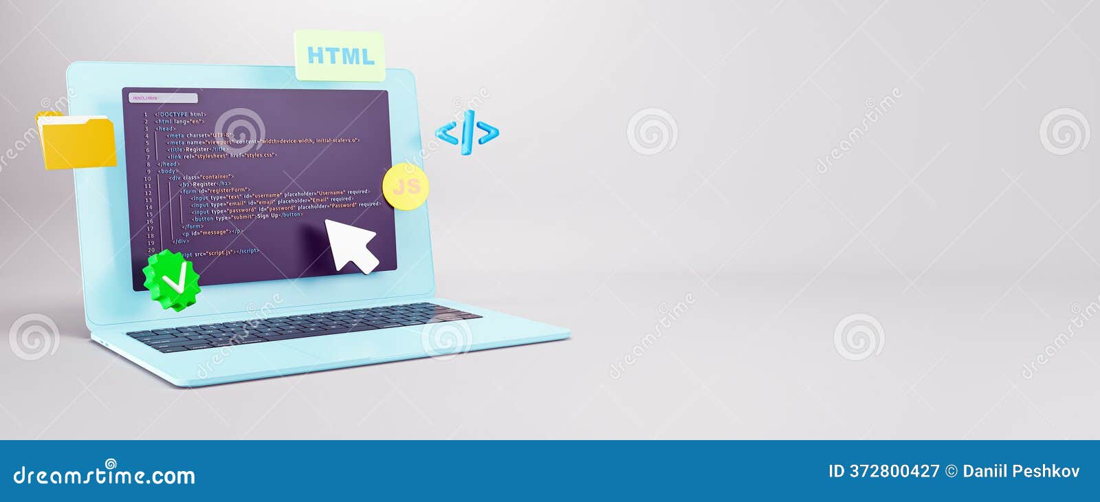 3d Render Of Javascript Course. Programming Tutorial. Coding Concept. Javascript Language E ...