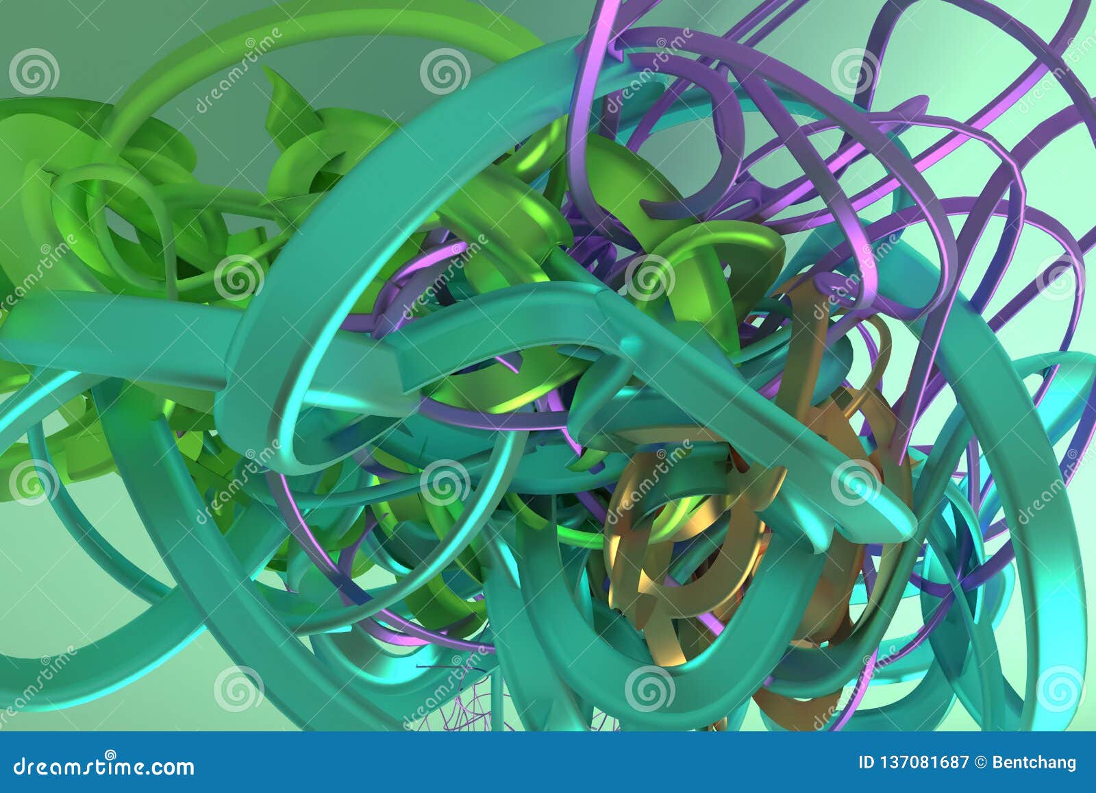 Colorful 3D Rendering. Illustrations of CGI Composition, Bunch of Messy ...