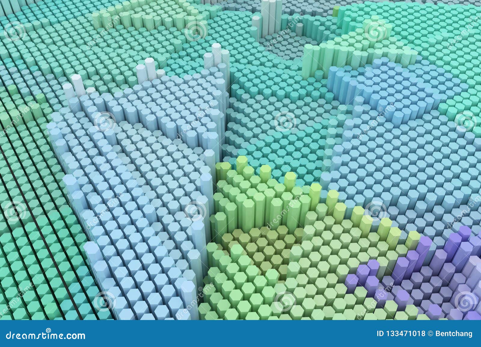 Colorful 3D Rendering. Illustrations of Shape Composition, Geometric ...