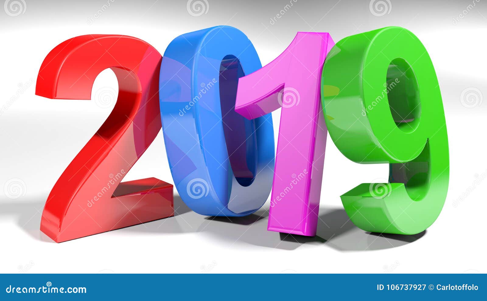 Colorful 2019 - 3D Rendering Stock Illustration - Illustration of blue ...